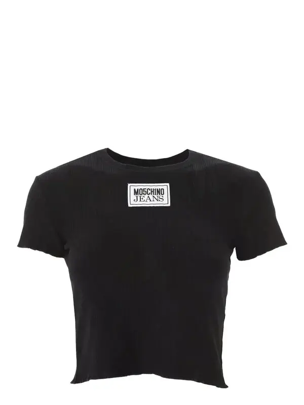 Moschino Logo-patch Ribbed T-shirt - Black