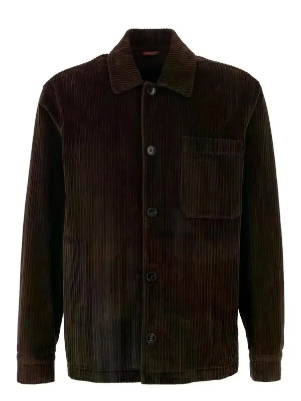 CRUNA Corduroy-texture Chest-pocket Shirt Jacket - Brown