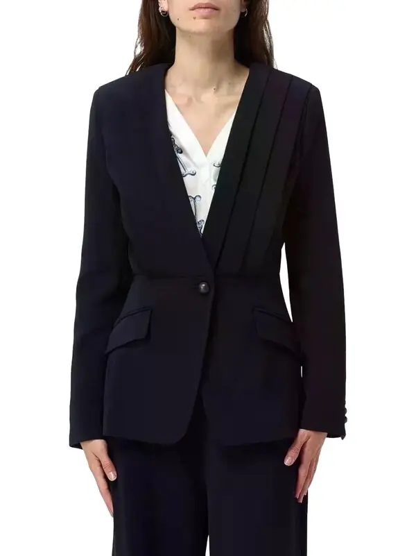 Max Mara Pleated Single-breasted Jacket - Blue