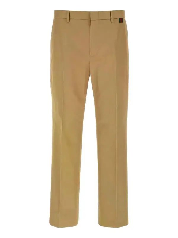 Gucci Cotton Twill Pants With Web Detail - Neutrals