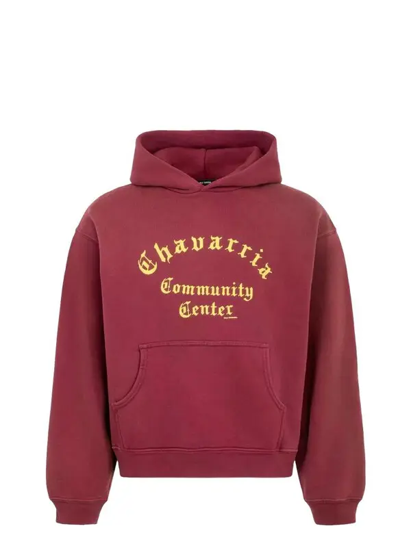 WILLY CHAVARRIA Chavarria Community Center Shrunken Cotton Hoodie - Red