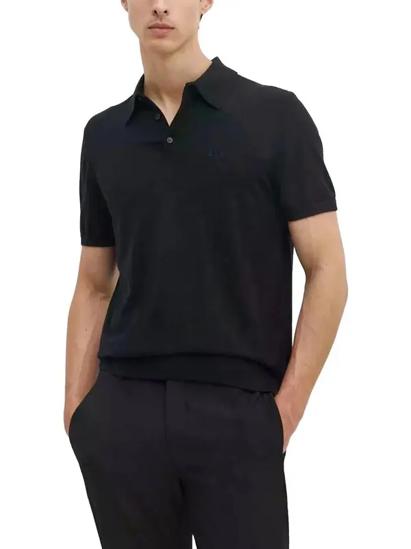 Armani Exchange Logo-embroidered Short-sleeve Polo Shirt - Black
