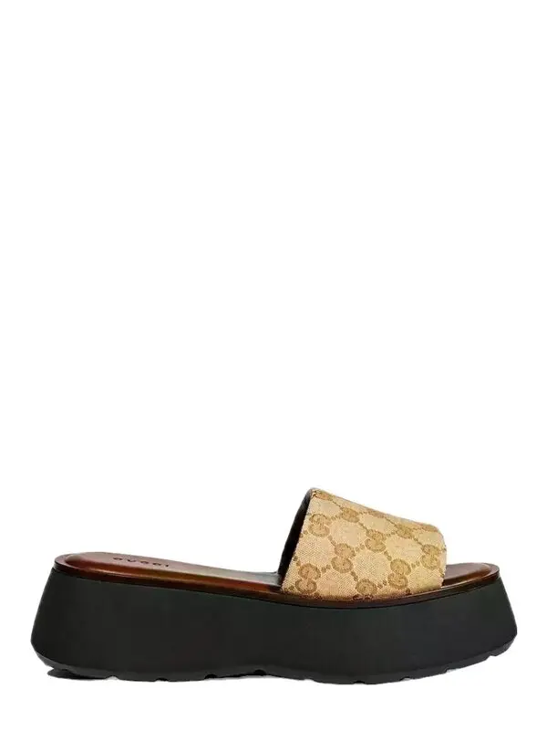 Gucci Flatform Slide Sandals - Neutrals