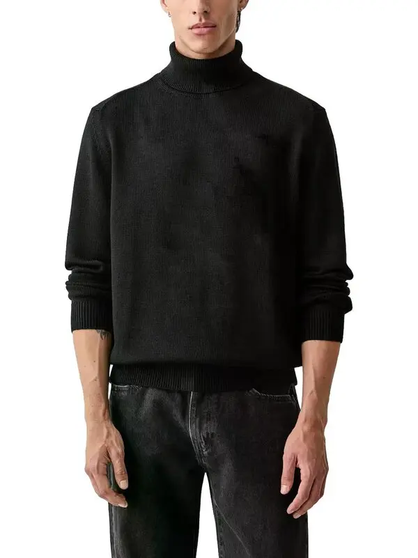 Armani Exchange Roll-neck Ribbed-trim Sweater - Black