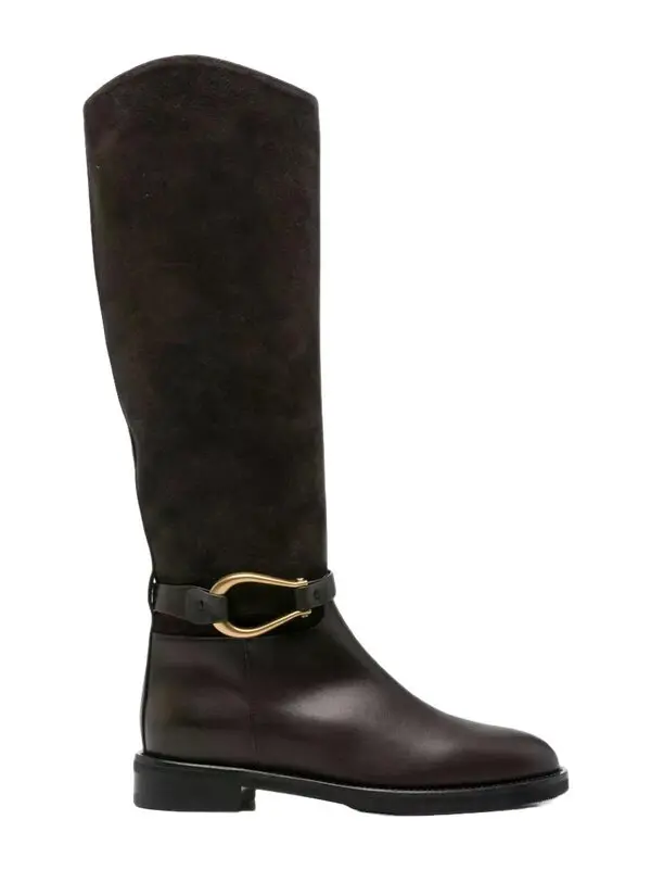 Roberto Festa Nia Suede-panelled Buckle-strap Boots - Brown