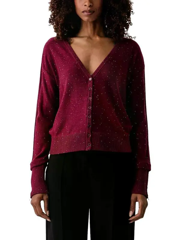 Patrizia Pepe Rhinestone-embellished Cardigan - Red