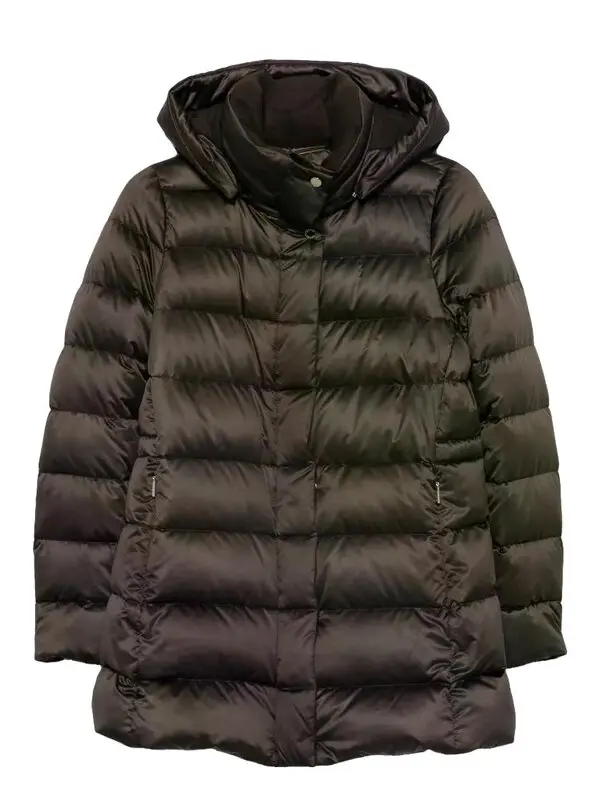 MOORER Delia Hooded Quilted Jacket - Brown