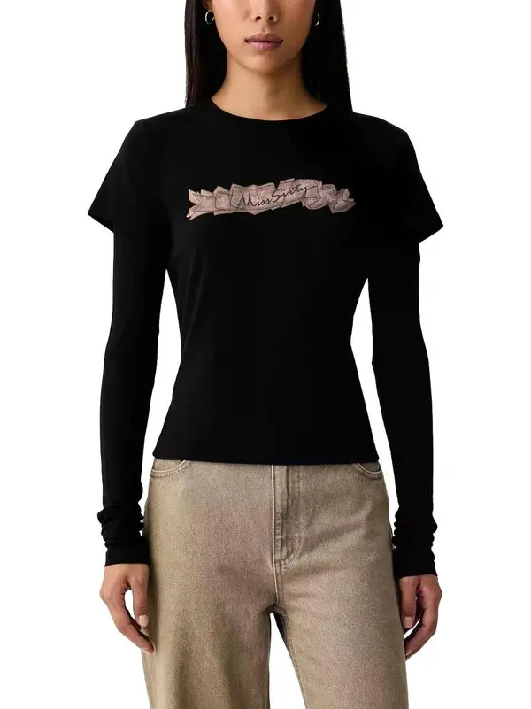 Miss Sixty Layered-effect Graphic-print T-shirt - Black