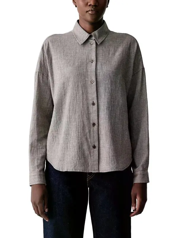 Marc O'polo Houndstooth-pattern Dropped-shoulder Shirt - Grey