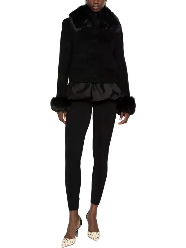 SELF-PORTRAIT Faux-fur Trim Button-up Jacket - Black