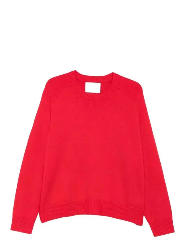 Soft Goat Raglan-sleeve Crew-neck Sweater - Red