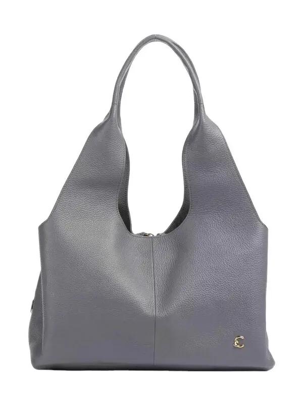 COCCINELLE Grained Leather Shoulder Bag - Grey