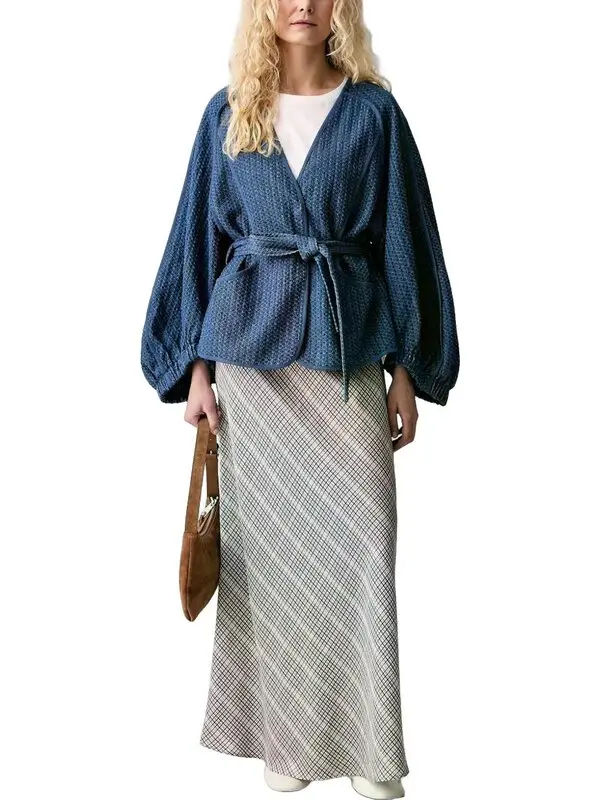Munthe Vidya Belted Balloon-sleeve Jacket - Blue