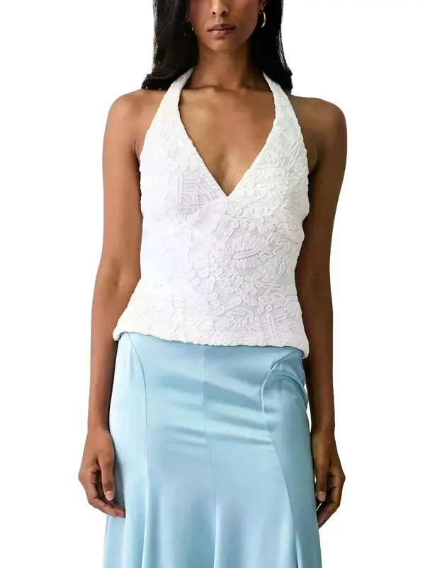 Bardot Paola Embroidered Halterneck Top - Neutrals