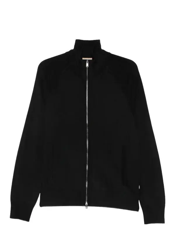 BOSS Zip-up Raglan-sleeve Sweater - Black