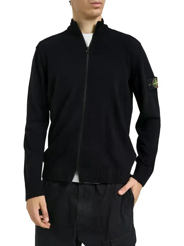 Stone Island Zip-up Cardigan - Black