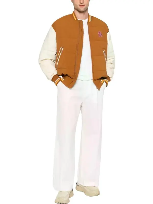 Drole De Monsieur Embroidered Padded Jacket - Brown