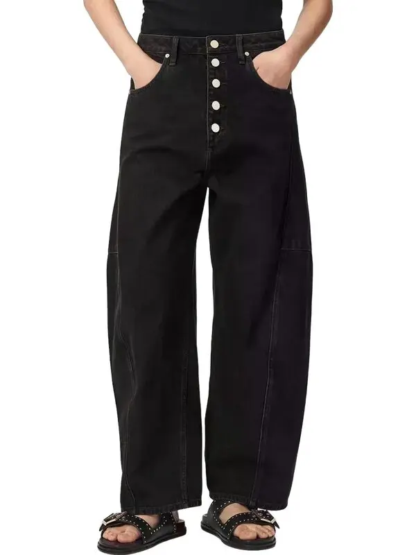 ALLSAINTS Carter Button-down Barrel-leg Jeans - Black
