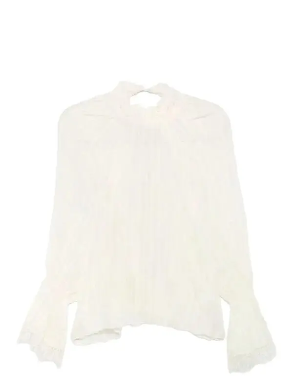 PHILIA LOFT Lace-trimmed Pleated Top - Neutrals
