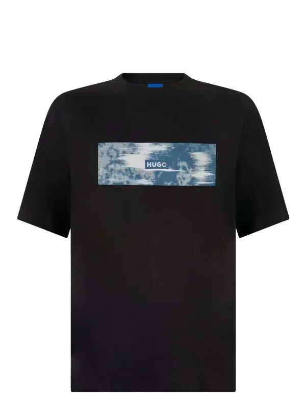 BOSS Printed-artwork T-shirt In Cotton Terry - Black