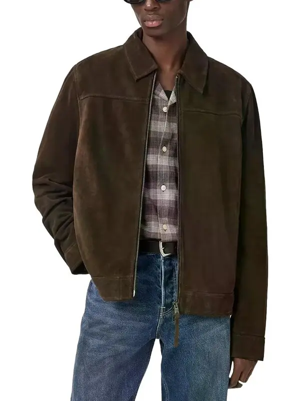ALLSAINTS Rhone Suede Zip-up Jacket - Brown
