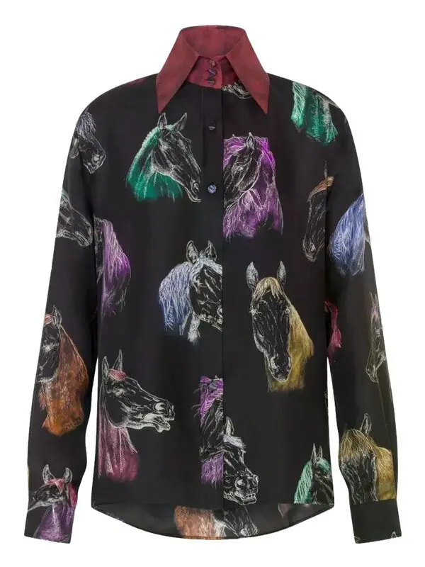 Moschino Horse-print Button-down Shirt - Black