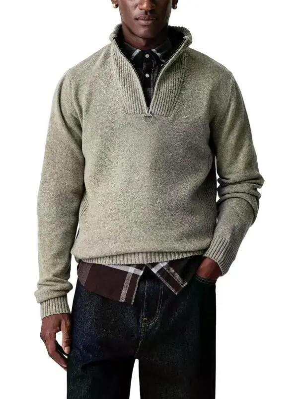 Barbour Half-zip Rib-trimmed Sweater - Grey