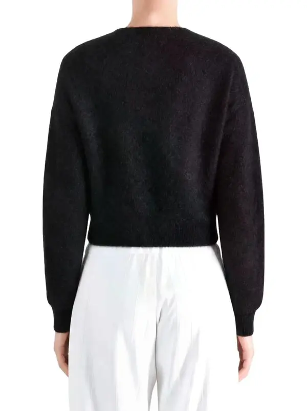 Auralee Garment-dyed Brushed-knit Cropped Cardigan - Black