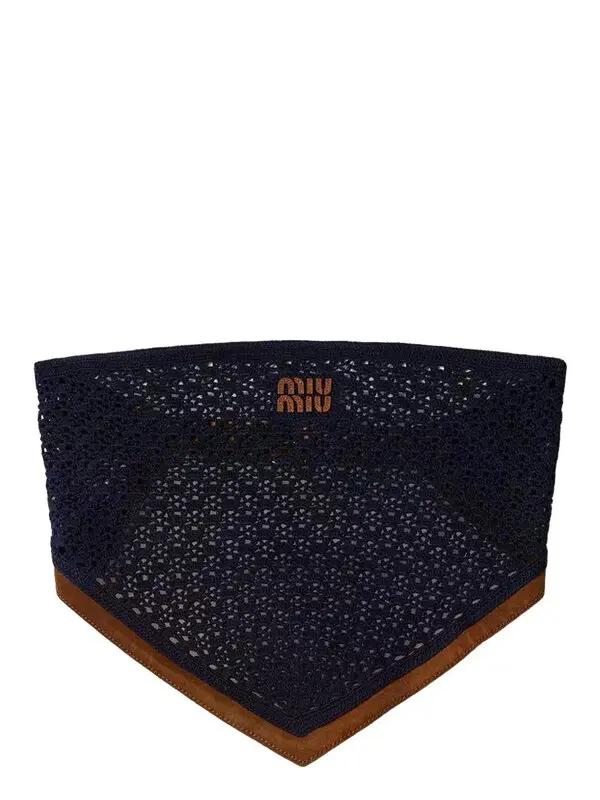 Miu Miu Cotton And Suede Bandana Top - Blue