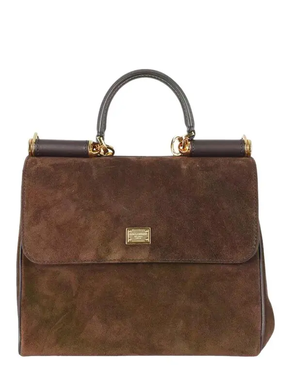 Dolce & Gabbana Small My Sicily Handbag In Split Calfskin - Brown