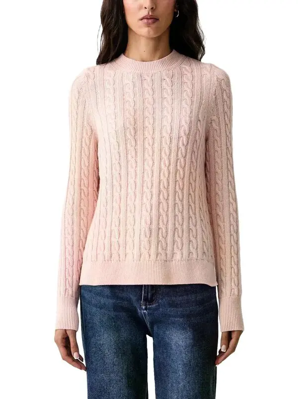 Barbour Ashdown Cable-knit Embroidered-logo Sweater - Pink