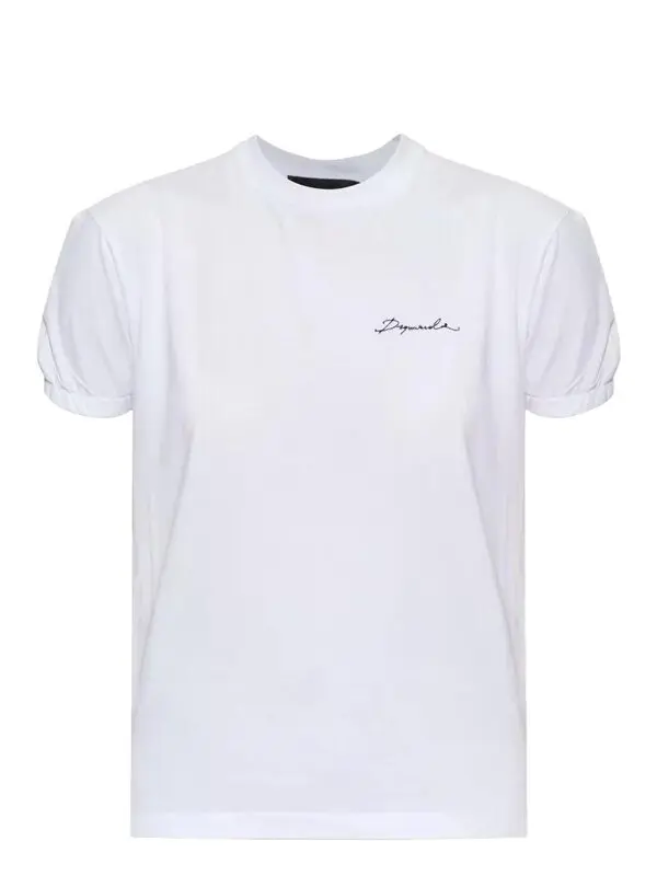 Dsquared2 Logo-embroidered Puff-sleeve T-shirt - White