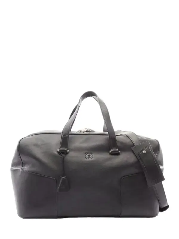 Loewe 2000s Anagram Leather Boston Luggage Bag - Black