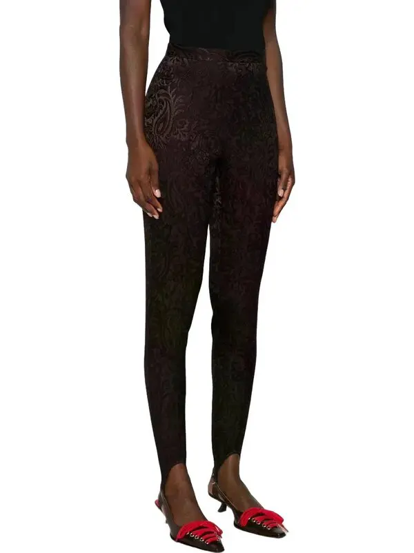 ALEMAIS Adeline Paisley-jacquard Stirrup Trousers - Brown