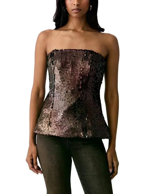 Bardot Helenia Sequin-embellished Strapless Top - Brown