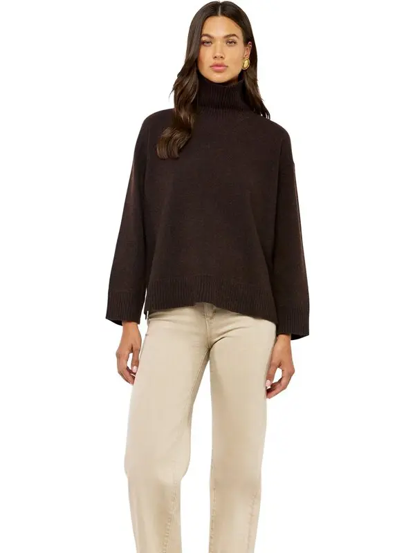 L'AGENCE Selwyn Oversized Turtleneck - Chocolate
