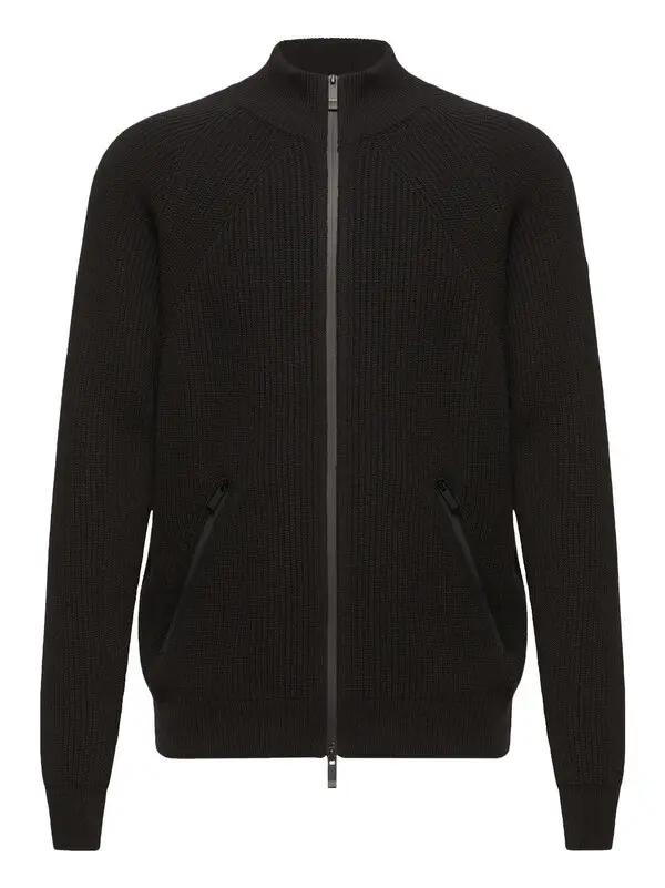Moncler Cashmere Blend Zip-up Cardigan - Black