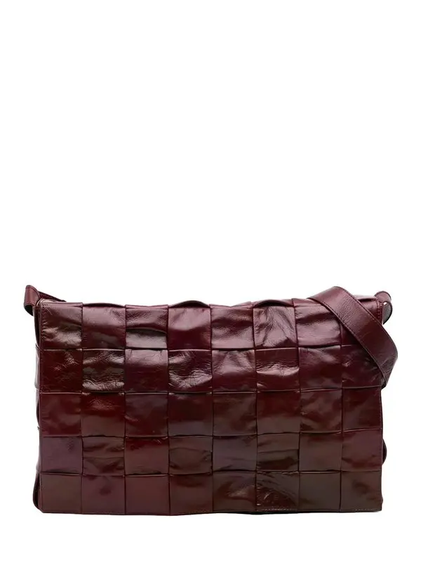 Bottega Veneta 2012-2026 Paper Calfskin Intrecciato Cassette Crossbody Bag - Red