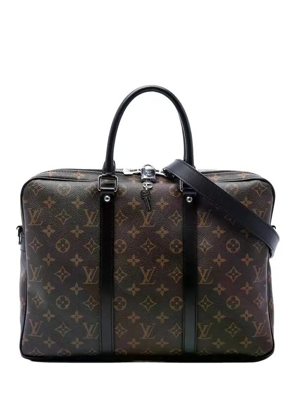 LOUIS VUITTON 2000-2026 Monogram Macassar Porte Documents Voyage Business Bag - Brown
