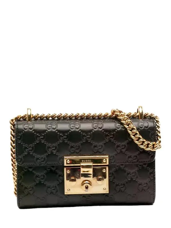 Gucci 2016-2026 Small Guccissima Padlock Crossbody Bag - Black