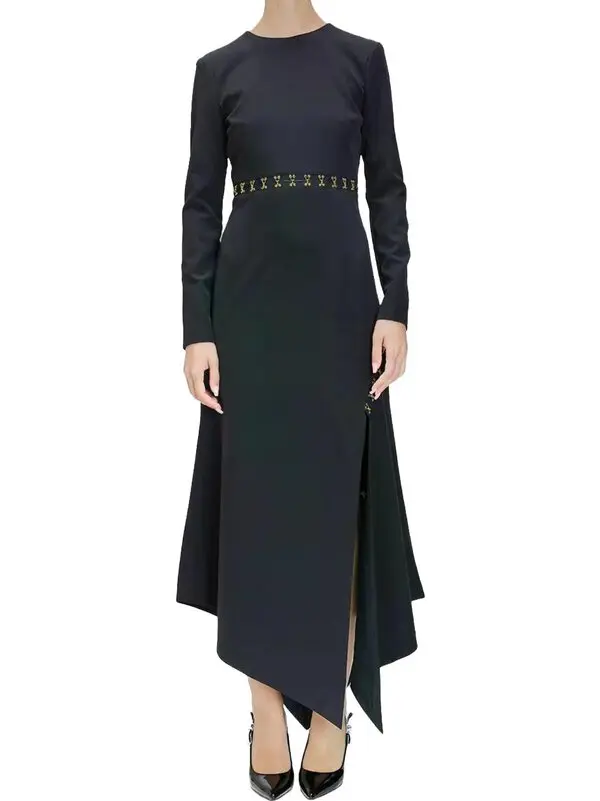 Just Cavalli Asymmetric Hook-detail Midi Dress - Black