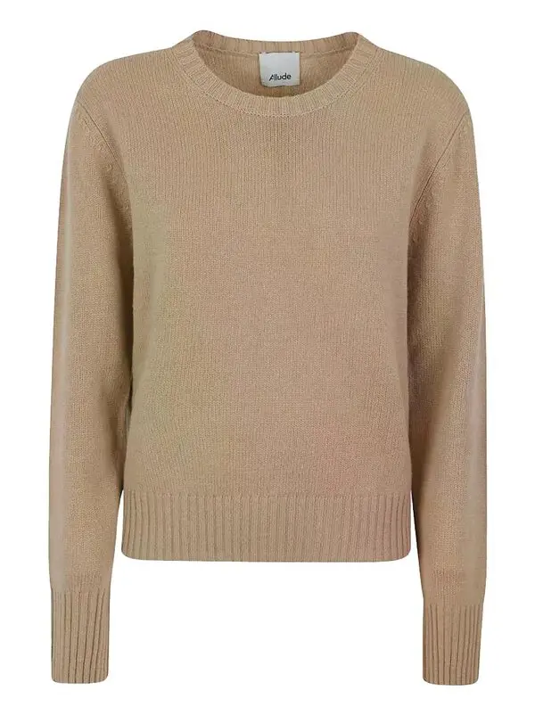ALLUDE Crew-neck Ribbed-trim Sweater - Neutrals