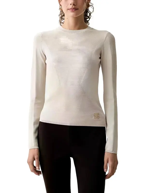 Armani Exchange Logo-patch Ribbed-panel Sweater - Neutrals