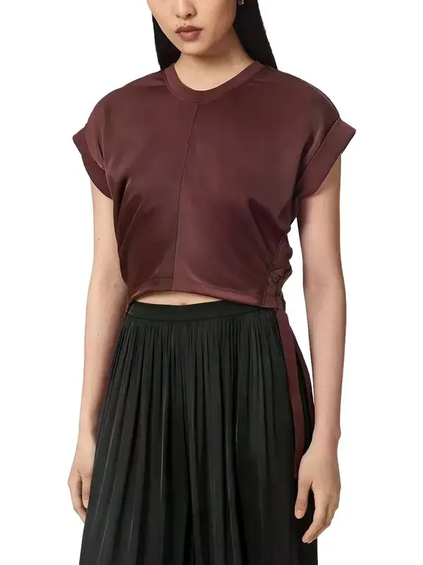 ALLSAINTS Mira Cropped Satin Drawcord T-shirt - Red