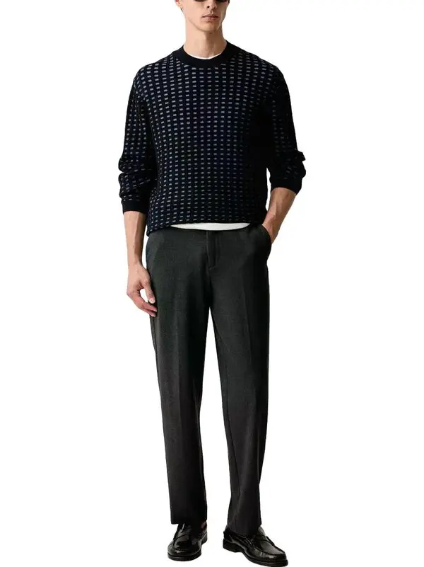 Armani Exchange Geometric-pattern Ribbed-knit Sweater - Black