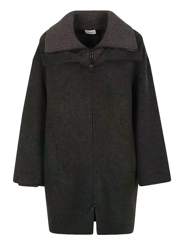 P.a.r.o.s.h Ribbed-collar Zip-up Coat - Brown