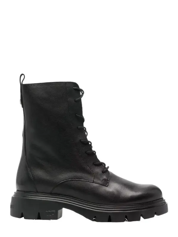 WONDERS Lace-up Lug-sole Ankle Boots - Black
