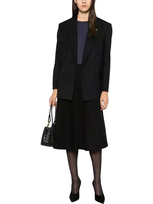 LARDINI Double-breasted Wool Jacket - Black