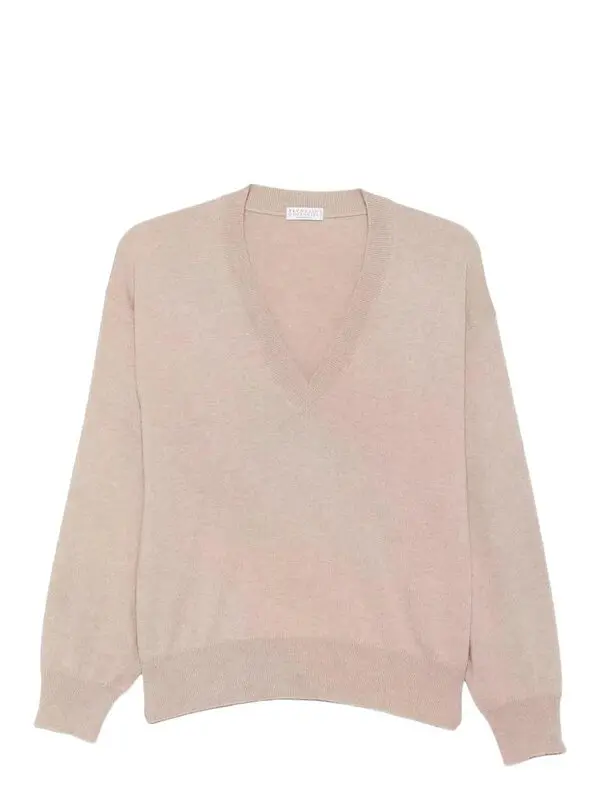 Brunello Cucinelli V-neck Cashmere Sweater - Neutrals