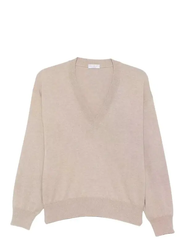Brunello Cucinelli V-neck Cashmere Sweater - Neutrals